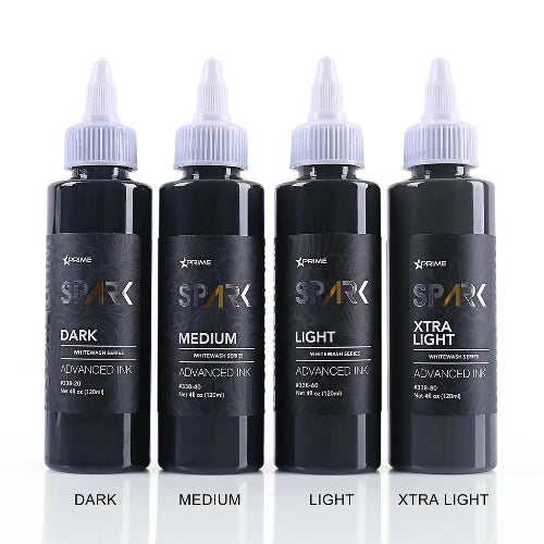 Spark Whitewash ink set 4 bottle/120ml | Tattoo Supply London